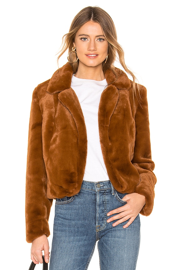 BLANKNYC Faux Fur Cropped Jacket in Milk Chocolate | REVOLVE