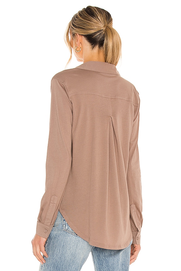 Bobi Light Weight Jersey Button Up in Java | REVOLVE