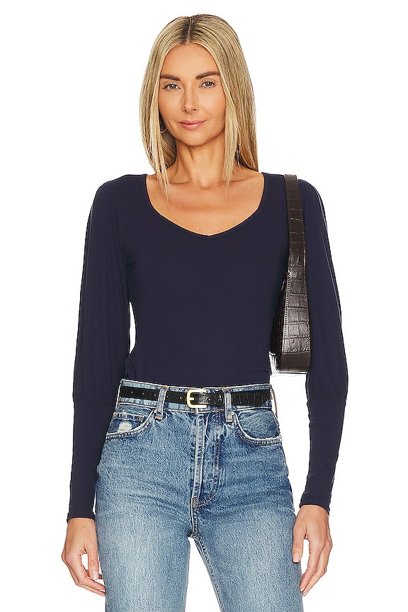 Bobi Bishop Sleeve Tee in Dark Navy | REVOLVE
