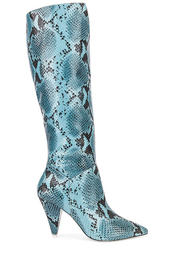 BLACK SUEDE STUDIO Megan Boot in Teal Python Leather | REVOLVE