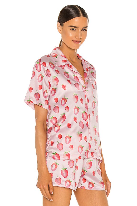By Samii Ryan x Dessie Jackson Painted Strawberries Bowling Shirt in ...