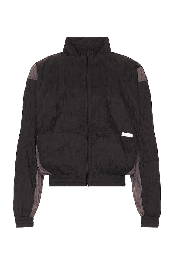 C2H4 Wrinkled Nylon Arch Paneled Track Jacket in Black & Gray | REVOLVE