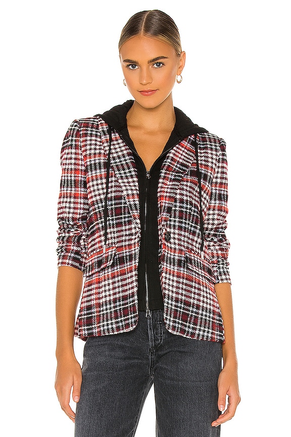 Central Park West Barnes Single Breasted Blazer With Hoodie in Warm ...