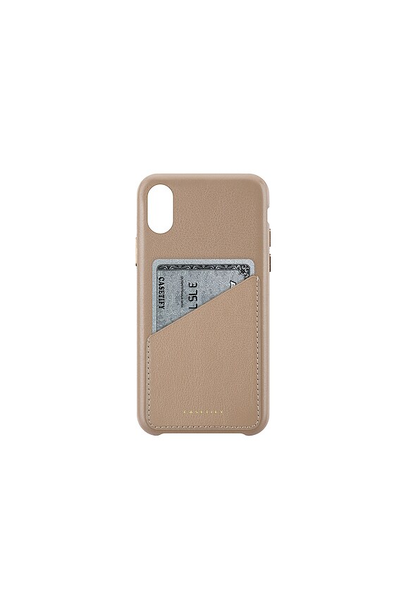 Casetify Leather Card iPhone X Case in Sand | REVOLVE