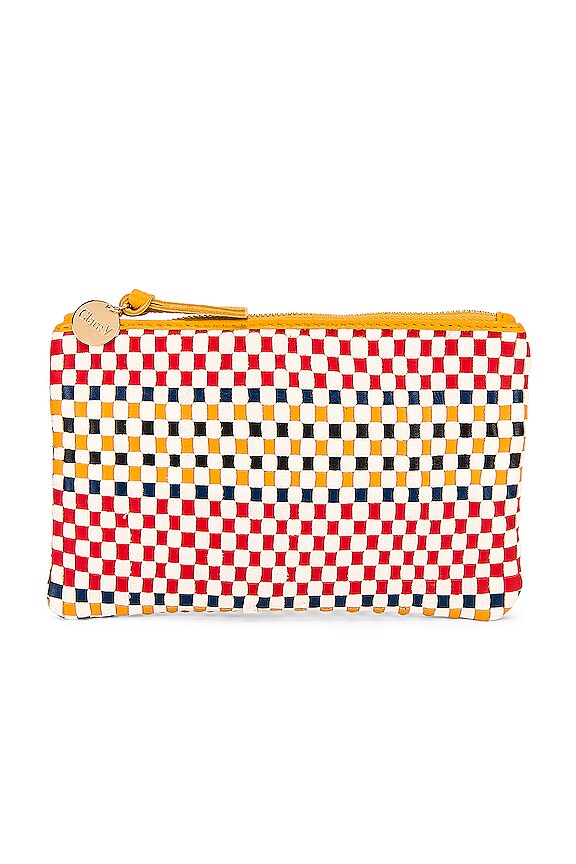 Clare V. Wallet Clutch in Multi Plaid Woven | REVOLVE