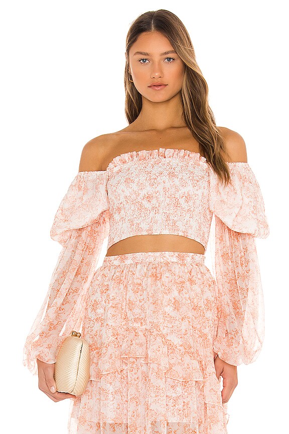 Caroline Constas Kinsley Top In Salmon Toile Revolve