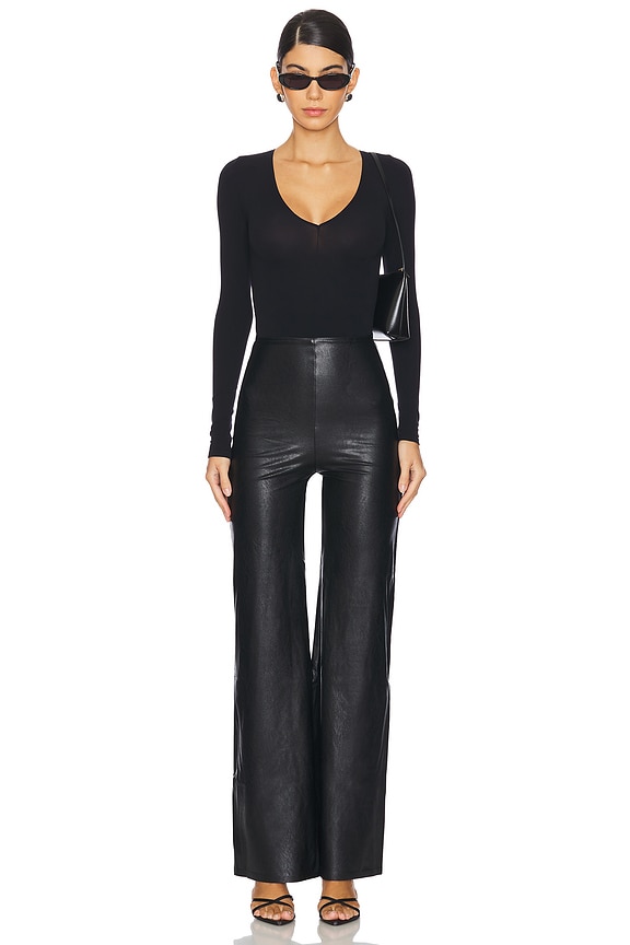 Commando Faux Leather Wide Leg Pant in Black | REVOLVE