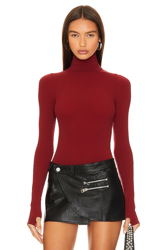Commando Ballet Turtleneck Bodysuit In Garnet Revolve