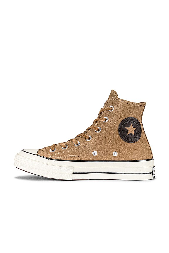 Converse Chuck 70 Suede Sneaker in Sand Dune, Egret, & Black | REVOLVE