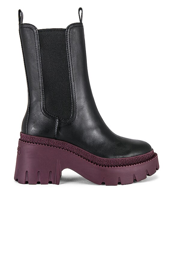 Coach Alexa Bootie in Black & Deep Berry | REVOLVE