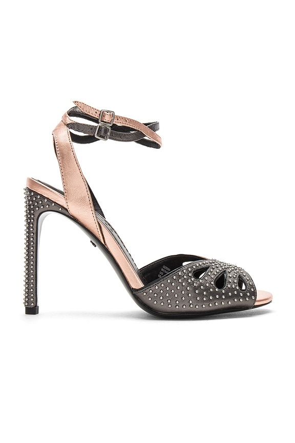 Coach Prairie Rivets Metallic Heel in Rose Gold & Gunmetal | REVOLVE