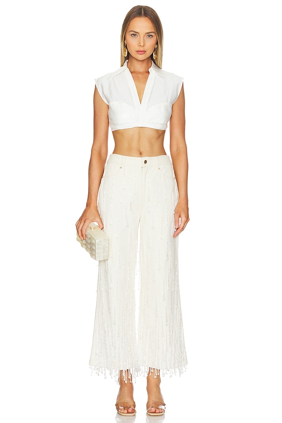 Cult Gaia America Wide Leg Jeans in Off White | REVOLVE
