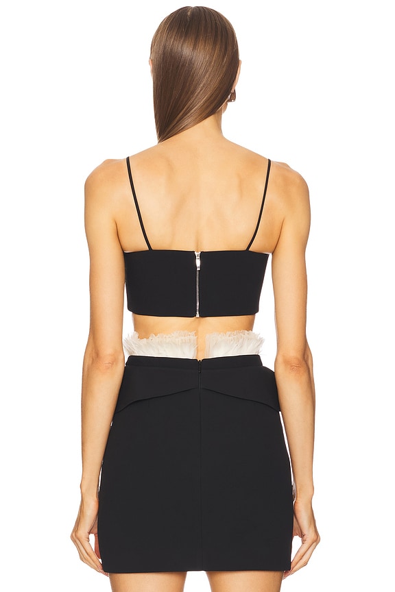 David Koma Ruffle & Feather Balconette Bra Top in Black & Off White ...