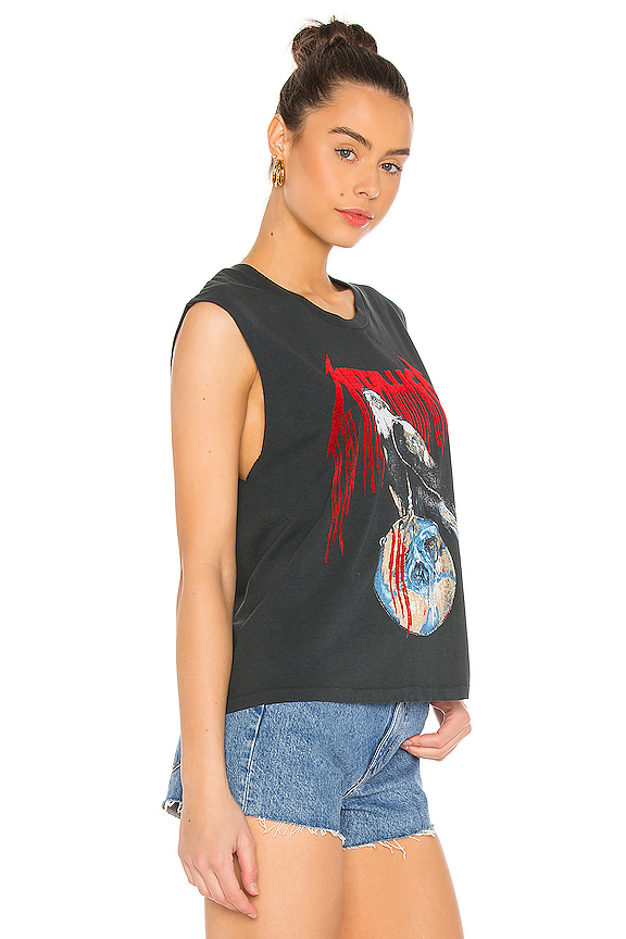 DAYDREAMER Metallica Eagle Rocker Muscle Tank in Vintage Black | REVOLVE