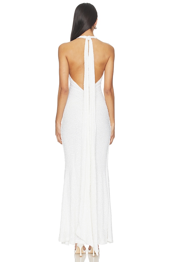 GUIZIO Scarf Open Neck Dress in Ivory | REVOLVE