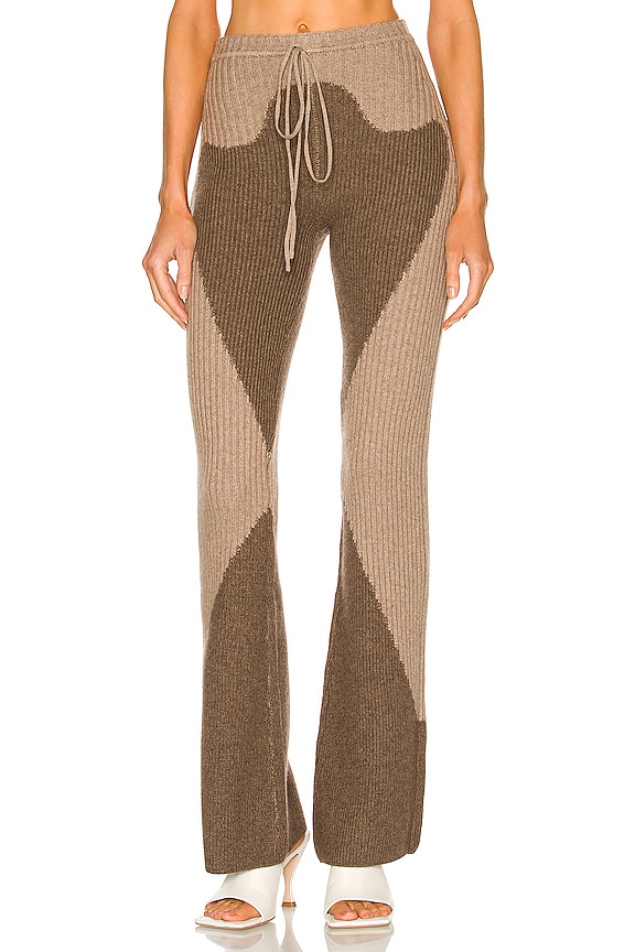 GUIZIO Zine Rib Knit Pant in Brown Khaki | REVOLVE