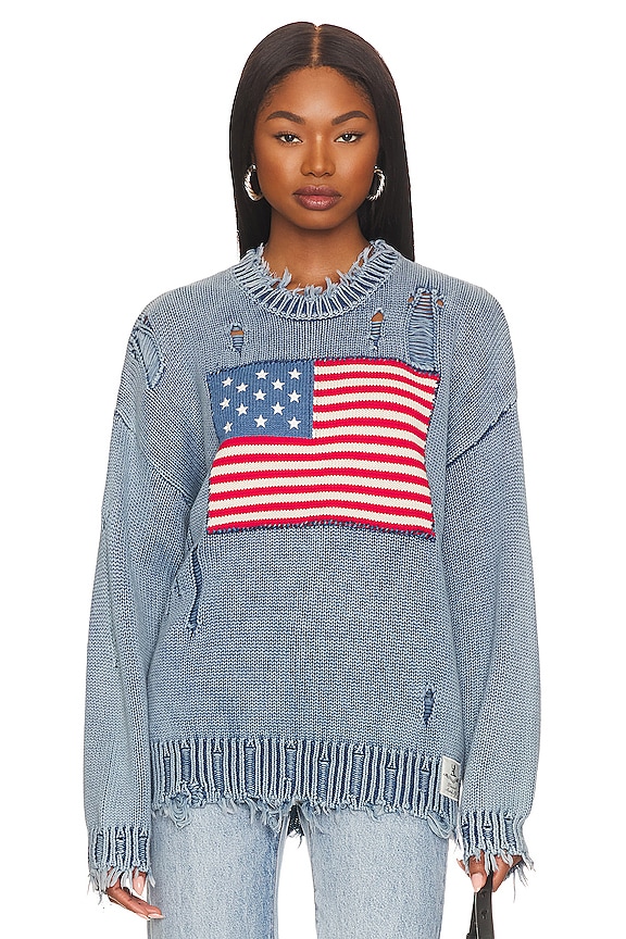 Denimist American Flag Sweater in Light Indigo | REVOLVE