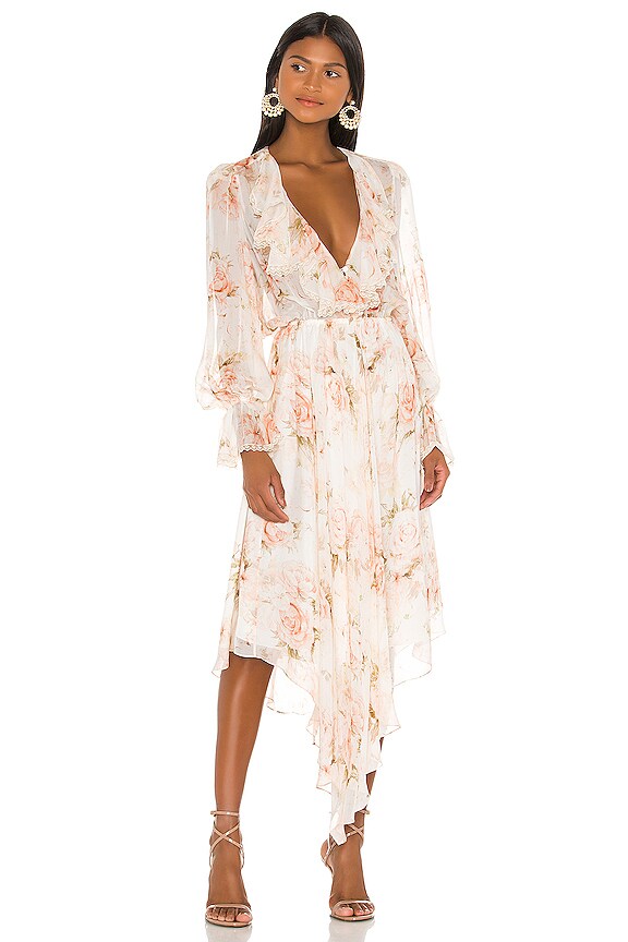 Divine Heritage Asymmetrical Midi Dress in Layla Floral | REVOLVE