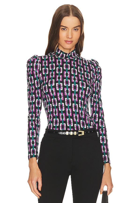 Diane von Furstenberg Doha Top in Chain Geo Multi Black | REVOLVE