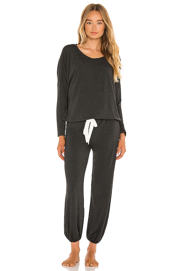 eberjey Gisele The Slouchy Set in Charcoal Heather & Ivory | REVOLVE