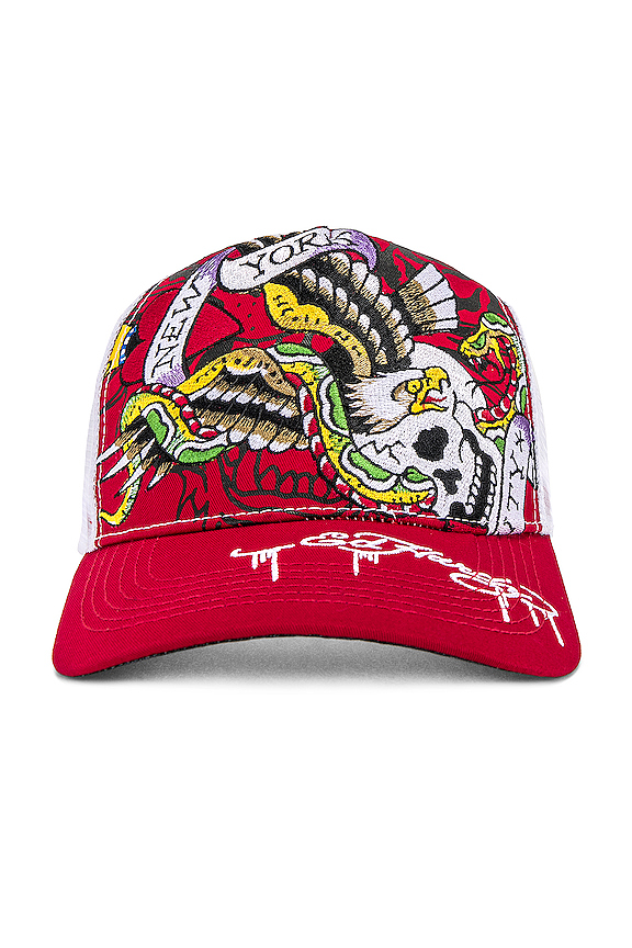 Ed Hardy Nyc Eagle Hat in Cherry & White | REVOLVE