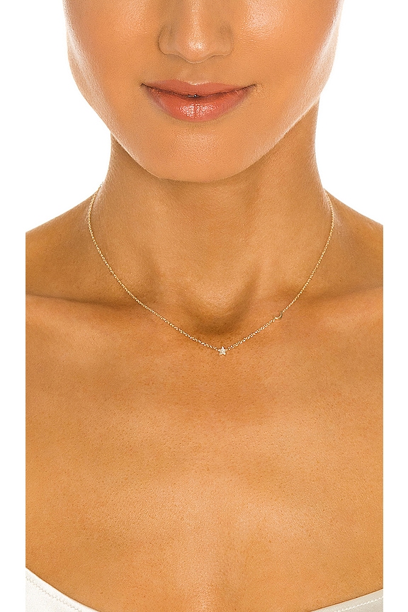 EF COLLECTION Baby Diamond Star And Gold Moon Necklace in Yellow Gold ...