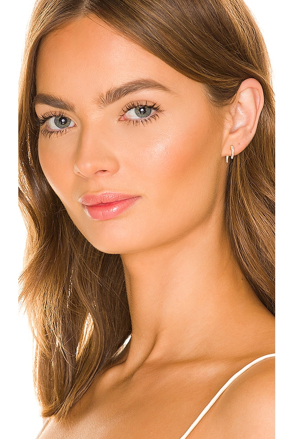 EF COLLECTION Mini Diamond Hook Earrings in Yellow Gold | REVOLVE