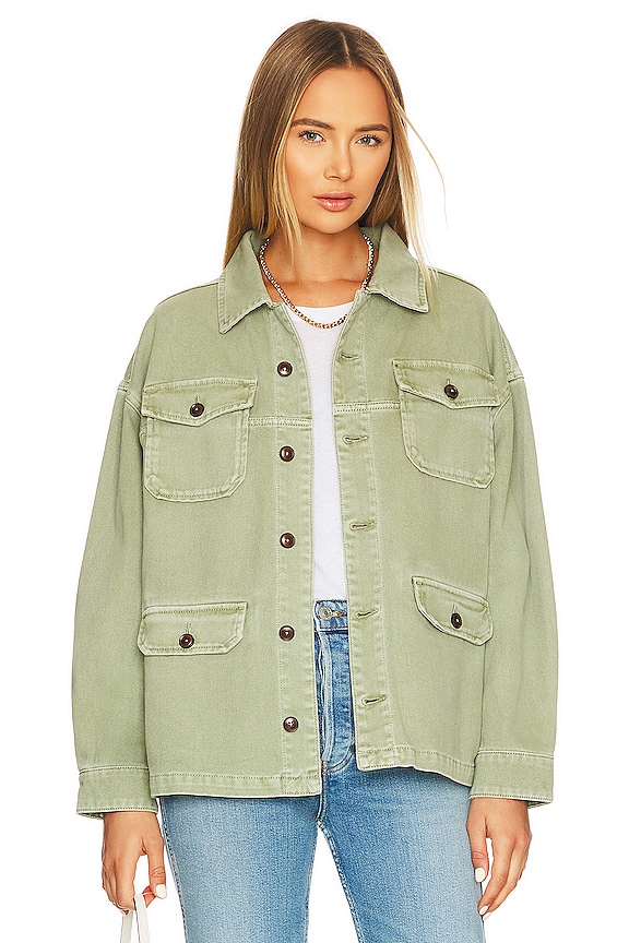 Ena Pelly Elyse Army Shacket in Smoke Green Wash | REVOLVE