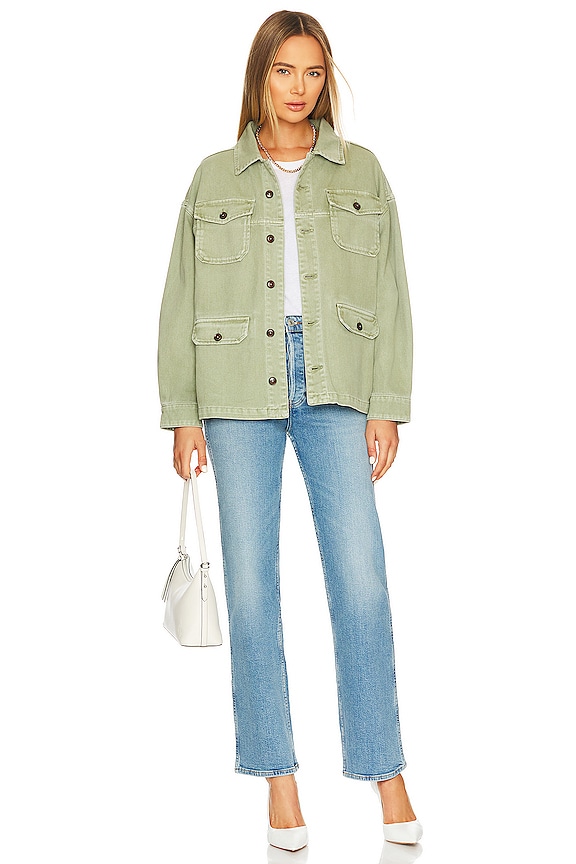 Ena Pelly Elyse Army Shacket in Smoke Green Wash | REVOLVE