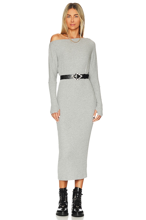 Enza Costa Sweater Knit Slouch Dress in Heather Grey | REVOLVE