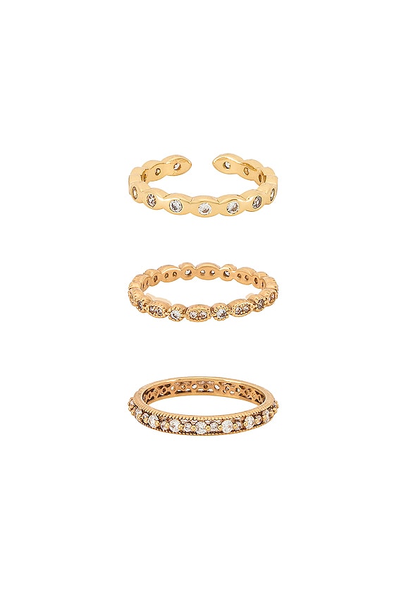 Ettika Crystal Ring Set in Gold | REVOLVE