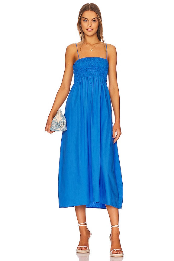 FAITHFULL THE BRAND Marieka Midi Dress in Pacific Blue | REVOLVE