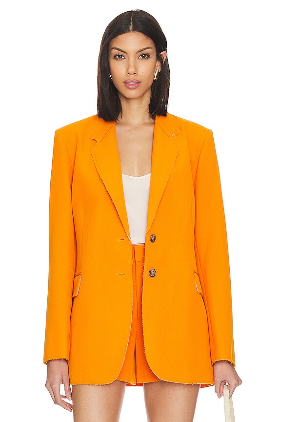 FRAME Oversized Undone Edge Blazer in Nectarine | REVOLVE