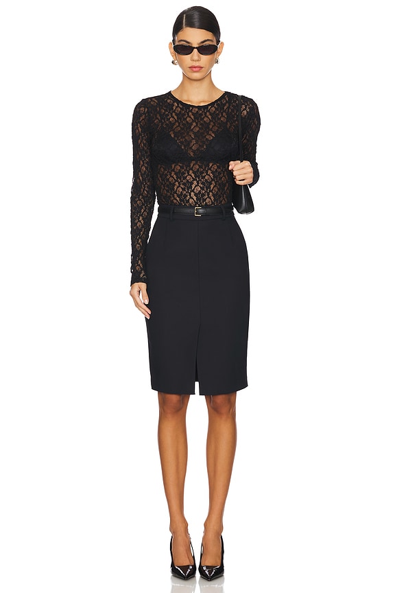 FRAME Mesh Lace Top in Black | REVOLVE