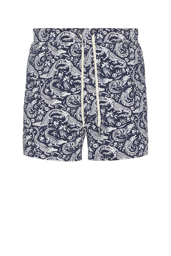 Fair Harbor x White Lotus The Bungalow Swim Trunk in Navy Crocodile ...