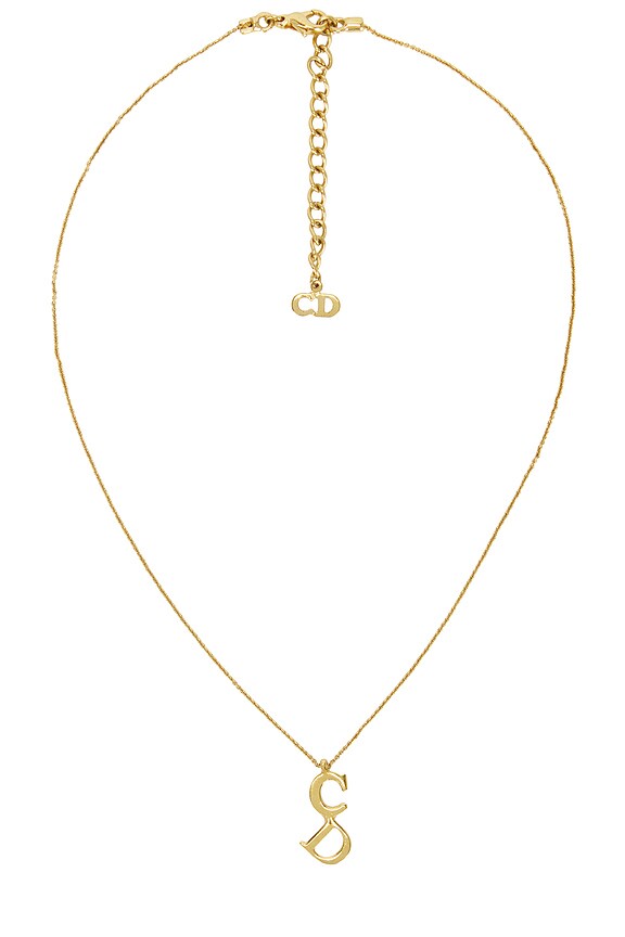 FWRD Renew Dior CD Logo Pendant Necklace in Gold | REVOLVE