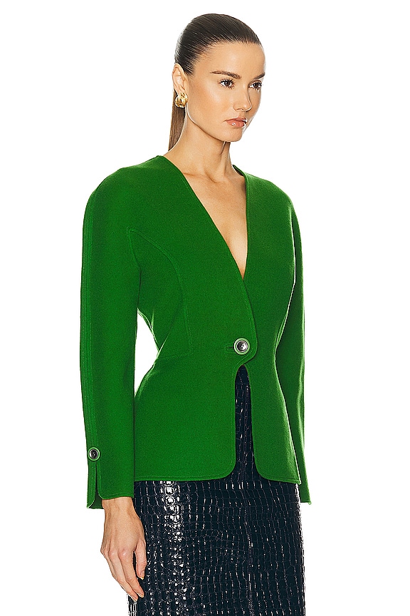 FWRD Renew Dior Button Jacket in Green | REVOLVE