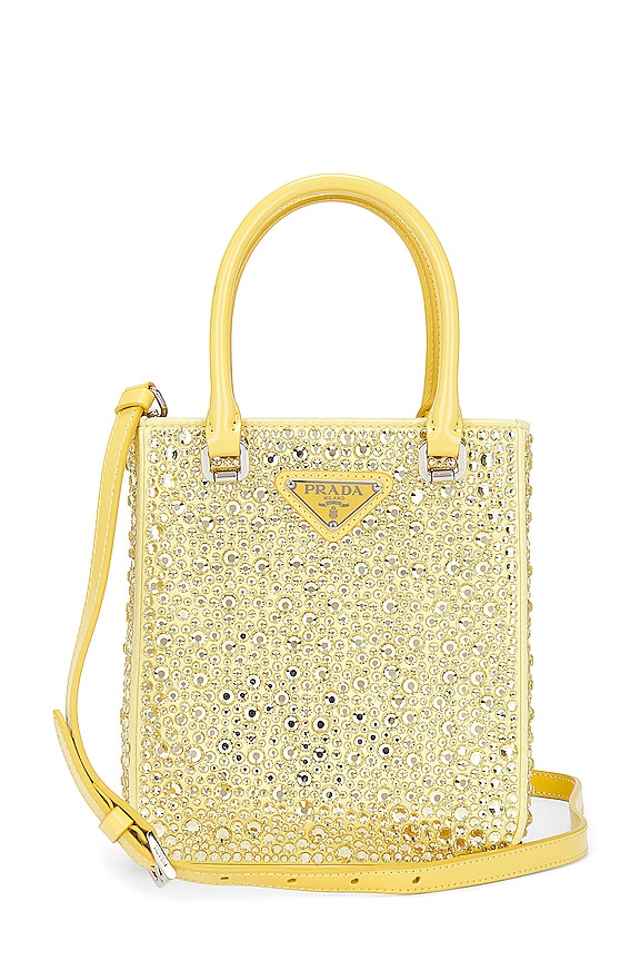 FWRD Renew Prada Rhinestone 2 Way Handbag in Yellow | REVOLVE