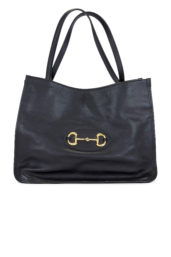 FWRD Renew Gucci Horsebit Leather Tote Bag in Black | REVOLVE