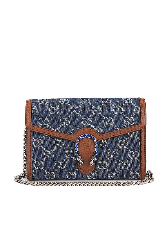 FWRD Renew Gucci Dionysus Denim Shoulder Bag in Blue | REVOLVE