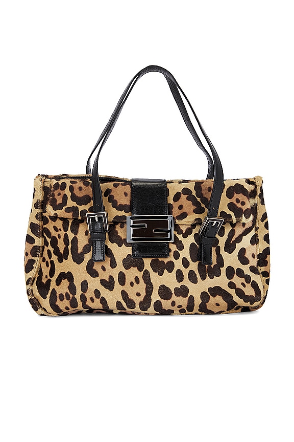 FWRD Renew Fendi Leopard Shoulder Bag in Tan | REVOLVE