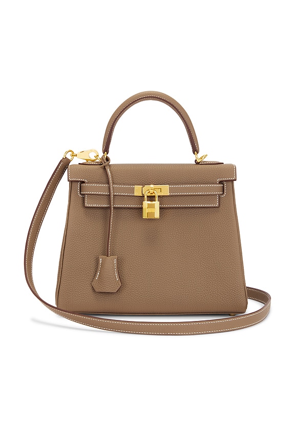 FWRD Renew Hermes Togo B Stamp Kelly 25 Handbag in Etoupe | REVOLVE