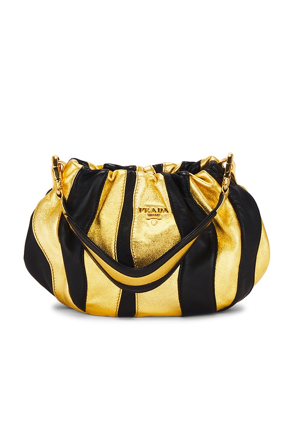 FWRD Renew Prada Nappa Stripes Hobo Bag in Gold | REVOLVE