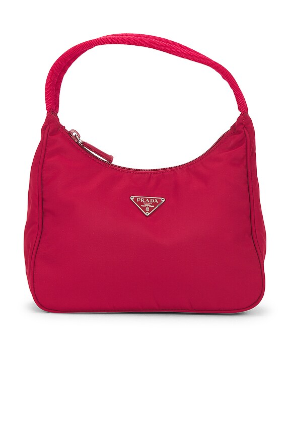 FWRD Renew Prada Tessuto Sport Mini Hobo Bag in Red | REVOLVE