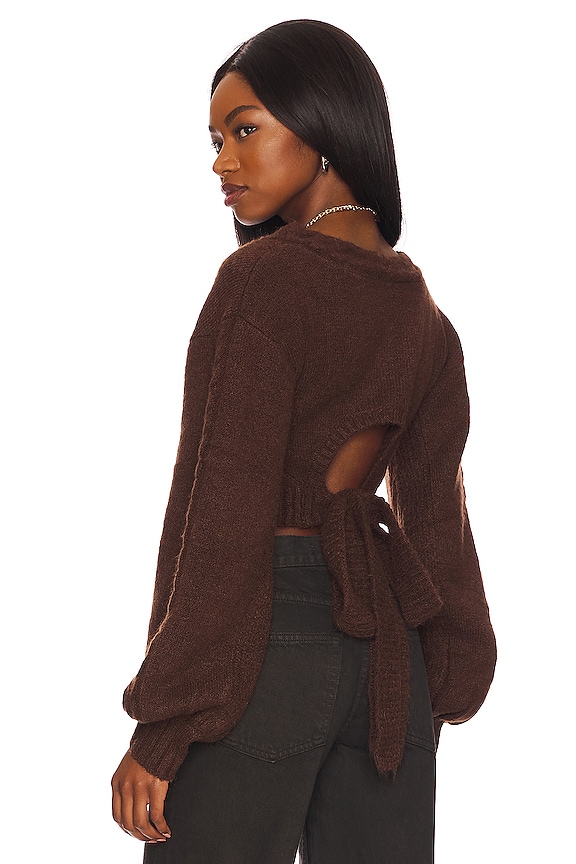 For Love & Lemons Amelia Crop Sweater in Brown | REVOLVE