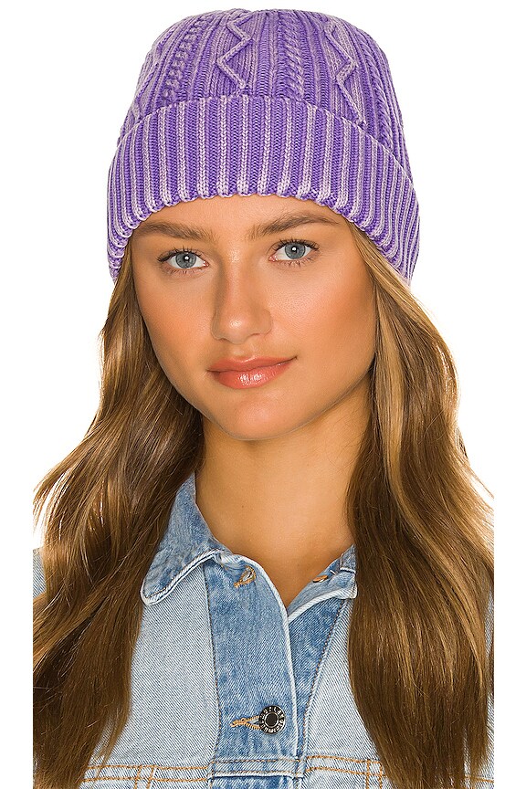 Free People Stormi Washed Cable Beanie in Violet | REVOLVE