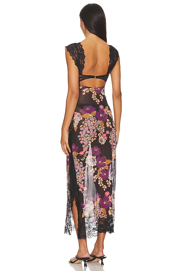 Free People x Intimately FP Suddenly Fine Maxi Slip in Black Combo ...
