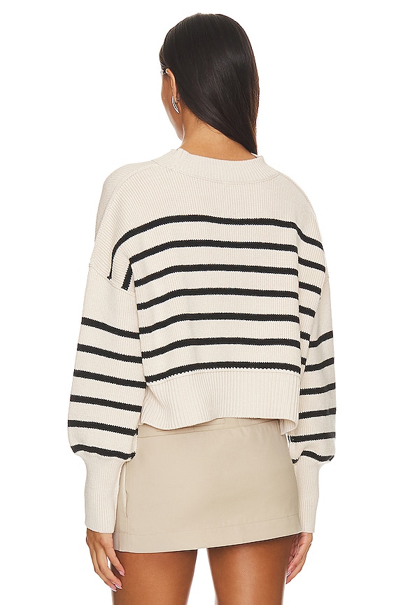 Free People Stripe Easy Street Crop Sweater in Pearl Combo | REVOLVE