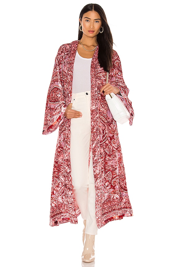 Free People Enchanted Robe in Palace Pink Combo | REVOLVE
