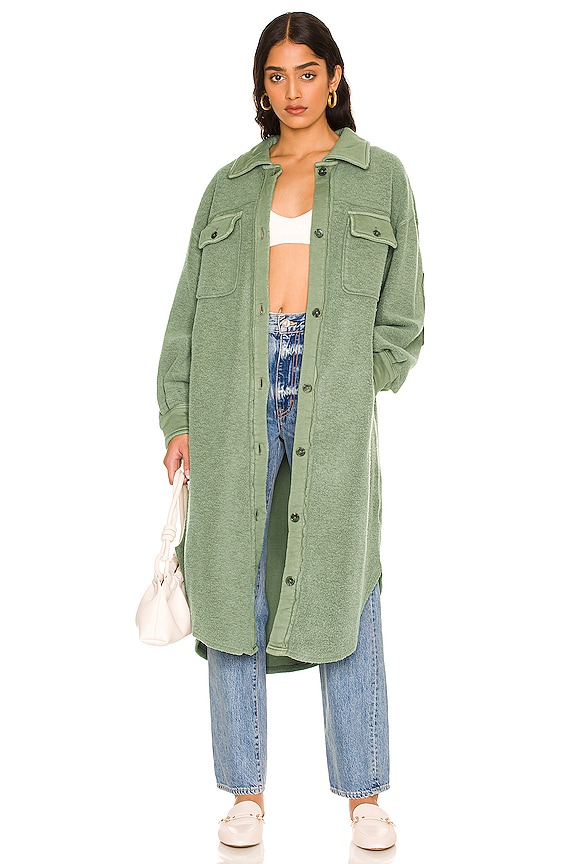 Free People x We The Free Long Ruby Jacket in Dirty Olive | REVOLVE